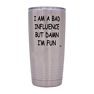 Rogue River Tactical Funny Sarcastic Office Work 20 Oz. Travel Tumbler Mug Cup w/Lid Vacuum Insulated Hot or Cold Bad Influence