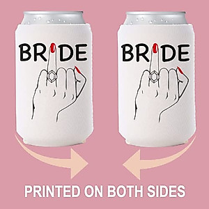 Bachelorette Party Decorations Ring Finger Can Cooler - 10 Count | Neoprene Drink Holder Sleeve, Pink + White Party Favors, Bridesmaid Gifts - Bride Tribe Koozies
