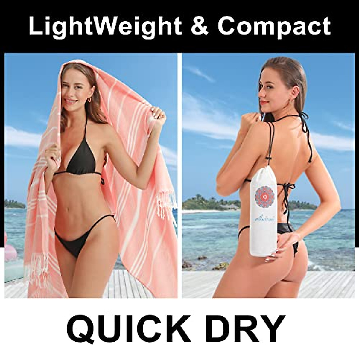 2 Packs Cotton Turkish Beach Towels Quick Dry Sand Free Oversized Bath Pool Swim Towel Extra Large Xl Big Blanket Adult Travel Essentials Cruise Accessories Must Haves Clearance Vacation Stuff