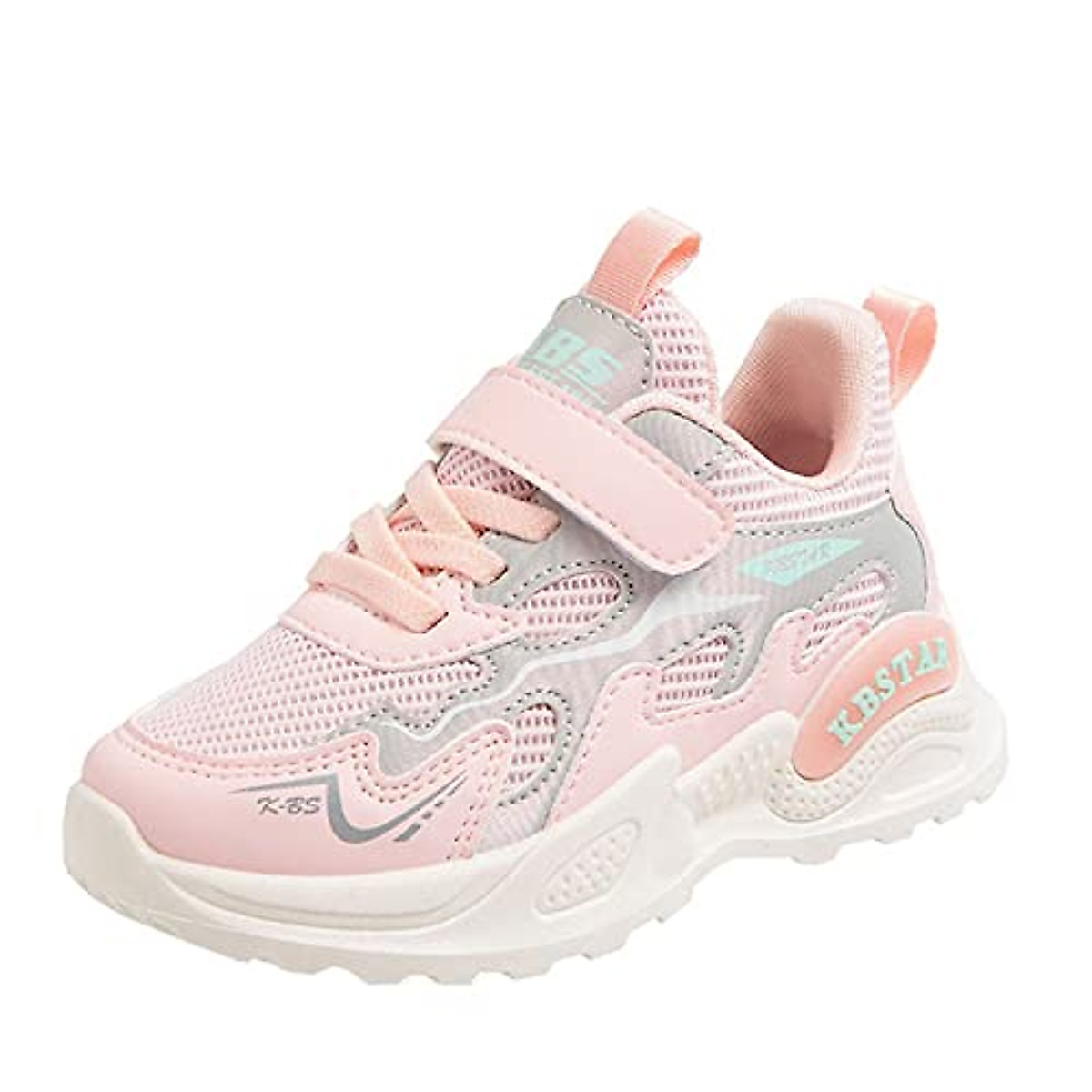 Mercatoo Fashion All Seasons Children Sports Girls Flat Lightweight Mesh Breathable and Comfortable Solid Lace Up Hook Loop Casual Style Size 4 Toddler Shoes (Pink, 4.5-5 Years Toddler)