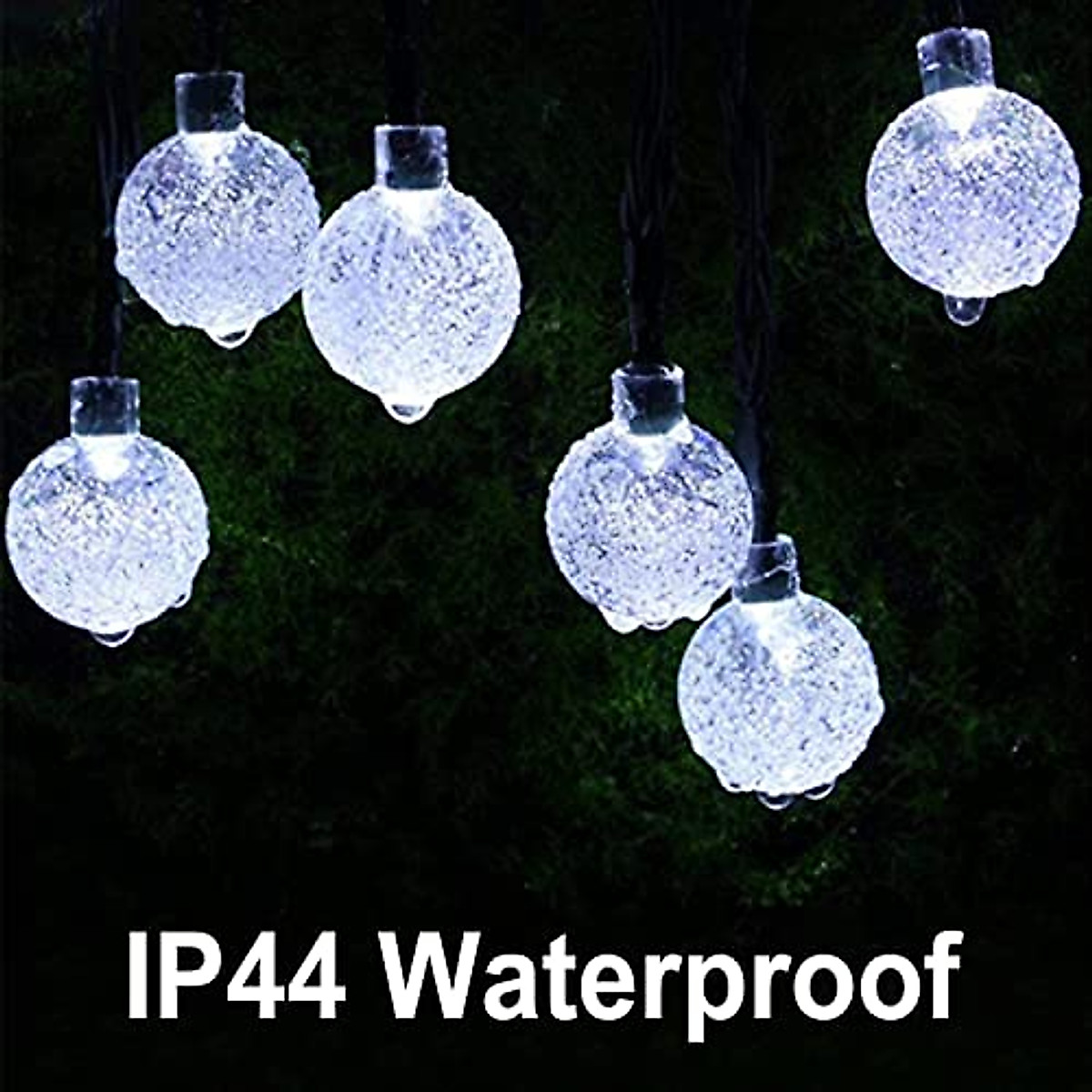 JMEXSUSS 2 Pack 30 LED Solar String Lights 8 Modes Crystal Globe String Lights Outdoor Waterproof Solar Powered String Lights for Patio Tree Camping Fence Party Decorations(White)