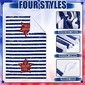 Bencailor 6 Pcs 4th of July Kitchen Towel Patriotic Star Stripe Absorbent Hand Towels Independence Day Gnome Dish Cloths Dish Microfiber Towels for Home Cleaning Baking (Simple Color,Simple Style)