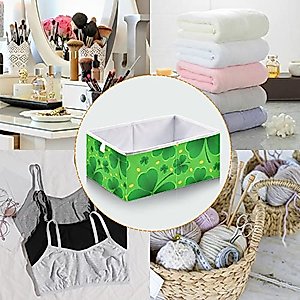 St Patrick Sharmrock Storage Basket Storage Bin Rectangular Collapsible Storage Containers Large Toy Box Organizer for Closet Shelf Car