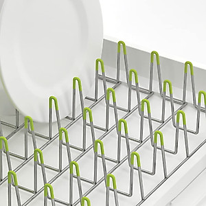 Joseph Joseph 85071 Extend Expandable Dish Drying Rack and Drainboard Set Foldaway Integrated Spout Drainer Removable Steel Rack and Cutlery Holder, White,White/Green - Plastic