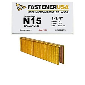 1-1/4" Leg x 7/16" Crown 16GA GALV N15 Staples 5,000ct | N15J