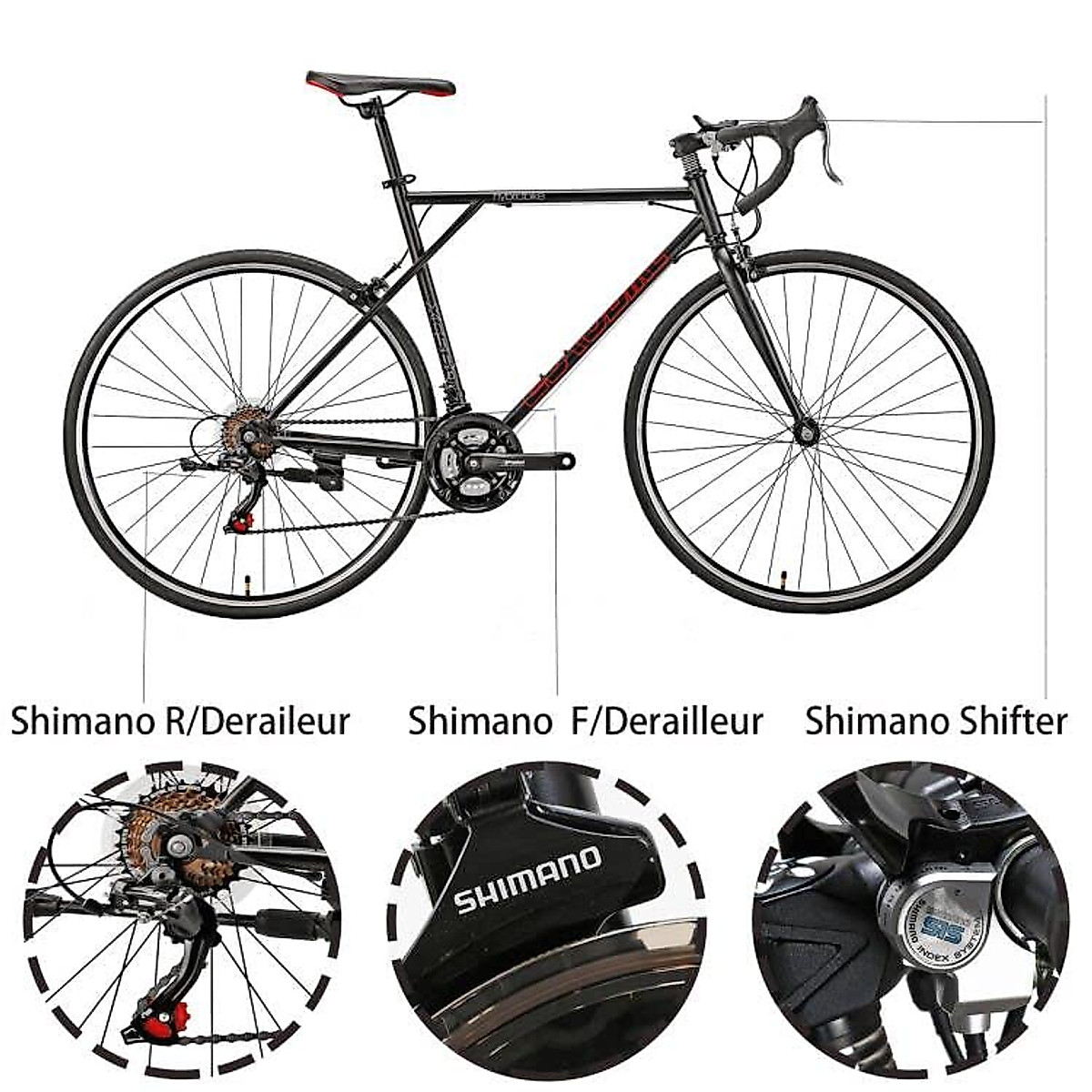 EUROBIKE XC560 Road Bike,21 Speed Street Bike for Men,54Cm Womens Road Bicycle,700C Racing Commuter Bike for Adults,Black