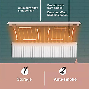 GXHYSW Radiator Covers White, Over Radiator Shelf Maximize Space, Stylish Heater Cover Dust-Proof Anti-Smoke for Living Room Bedroom, No Drilling Required with Easy to Fit Bracket,65cm
