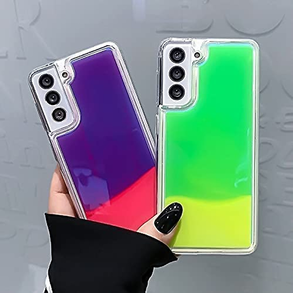 Yatchen Liquid Fluorescent Case for Samsung Galaxy S23 Ultra,Luxury Fun Glow in The Darkness Quicksand Clear Soft TPU Back Cover Luminous Shockproof Protector (Green, Galaxy S23 Ultra)