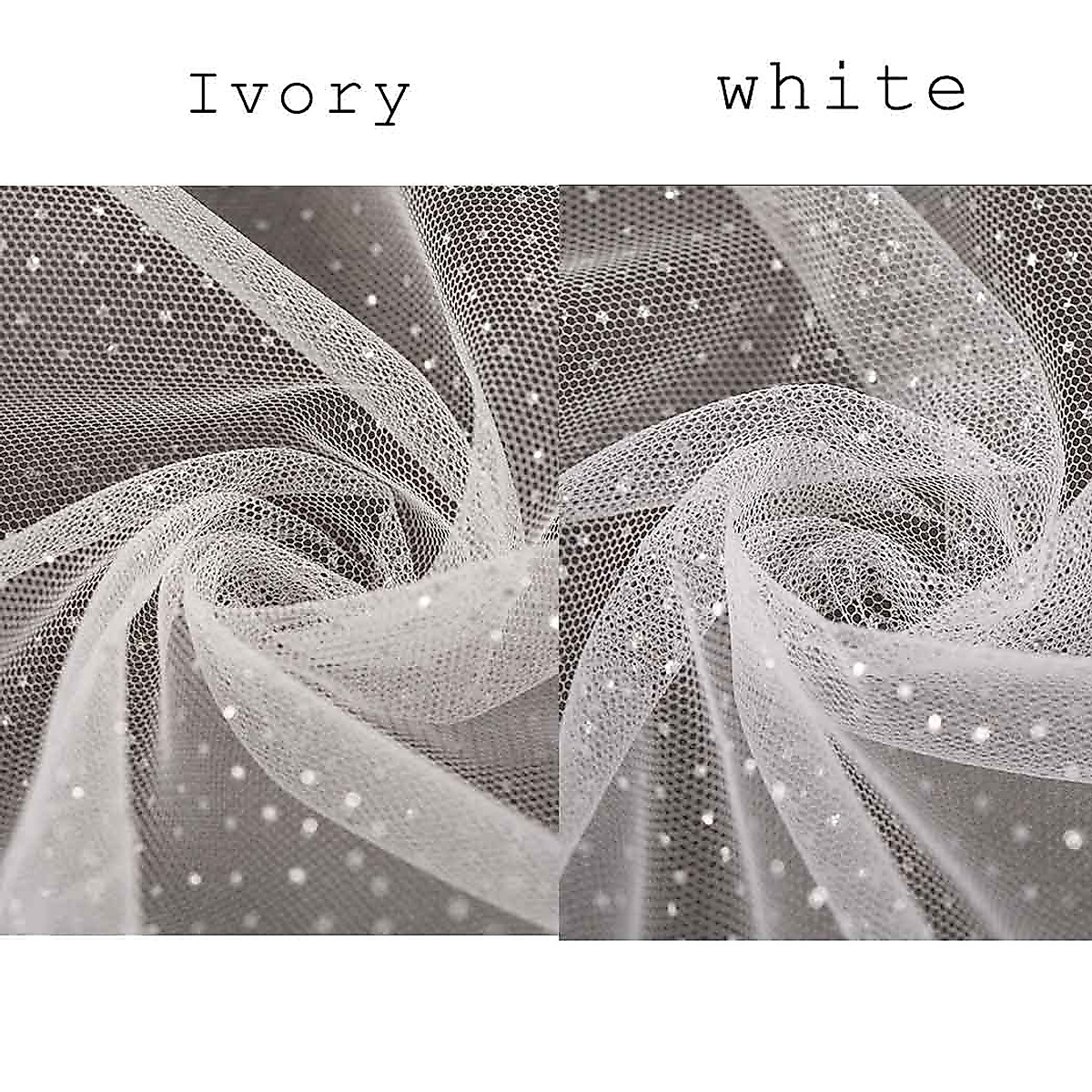 Unsutuo 1 Tier Glitter Bride Wedding Veil Fingertip Bachelorette Party Veil Sparking Bridal Veil for Women and Girls (White)