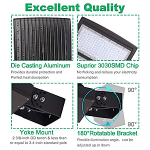 OSTEK LED Parking Lot Lights 100W LED Shoebox Street Pole Lighting, Waterproof 14000LM Outdoor Commercial Area Road Lighting 5000K 100-277V DLC UL (Yoke Mount Bracket, 100W - 5000K)