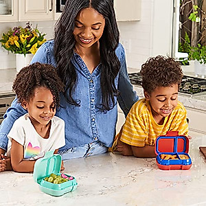 Bentgo Kids Snack - 2 Compartment Leak-Proof Bento-Style Food Storage for Snacks and Small Meals, Easy-Open Latch, Dishwasher Safe, and BPA-Free - Ideal for Ages 3+ (Red/Royal)