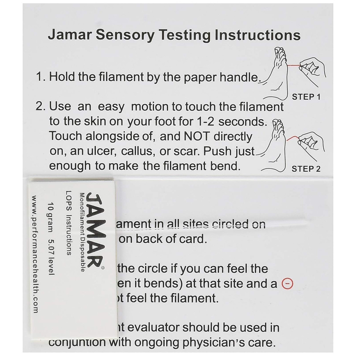 Jamar Disposable Monofilaments, Pack of 20 LOPS (Loss of Preventative Sensation) 5.07 Measuring Tool for Diabetic Foot & Neuropathy Screening, Monofilament Set, Includes Instruction Card