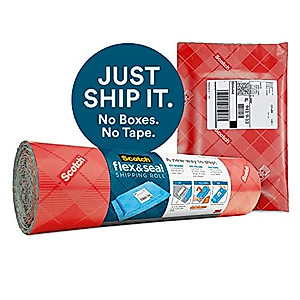 Scotch Flex and Seal Shipping Roll, 10 Ft x 15 in, Red Edition, Easy Packaging Alternative to Poly Mailers, Shipping Bags, Bubble Mailers, Padded Envelopes, Boxes (FS-1510-HOL)