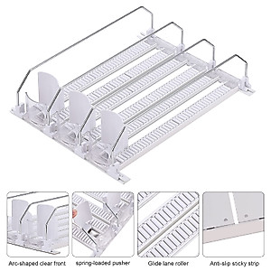 Mokylor Drink Dispenser for Fridge, 3 Row Self-Pushing Soda Can Organizer for Refrigerator, Width Ajustable Beverage Pusher Glide Beer Pop Can Water Bottle Storage for Pantry