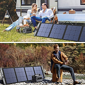 UGREEN 200W Portable Solar Panel for PowerRoam Power Station - 200 Watt Foldable Solar Panel Charger with Adjustable Kickstand for RV, Camping, Outdoors, Blackouts, and More