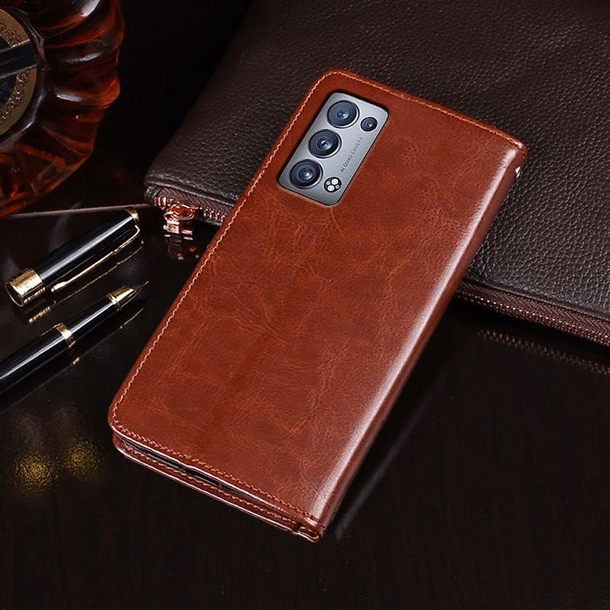 Case Compatible with Oppo Reno 6 Pro 5G,Leather Flip Wallet Case with Card Slot,Stand Holder and Magnetic Closure,Case for Oppo Reno 6 Pro 5G
