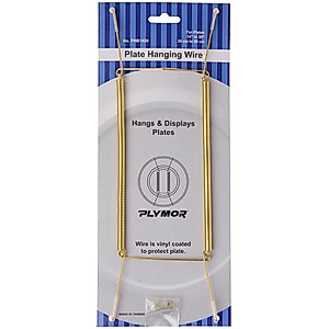 Plymor Shiny Gold Finish Wall Mountable Plate Hanger, 11" H x 3.5" W x 0.5" D (For Plates 14" - 20"), Pack of 2