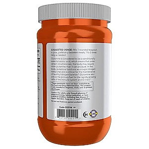 NOW Sports Nutrition, L-Glutamine Pure Powder, Nitrogen Transporter*, Amino Acid, 1-Pound