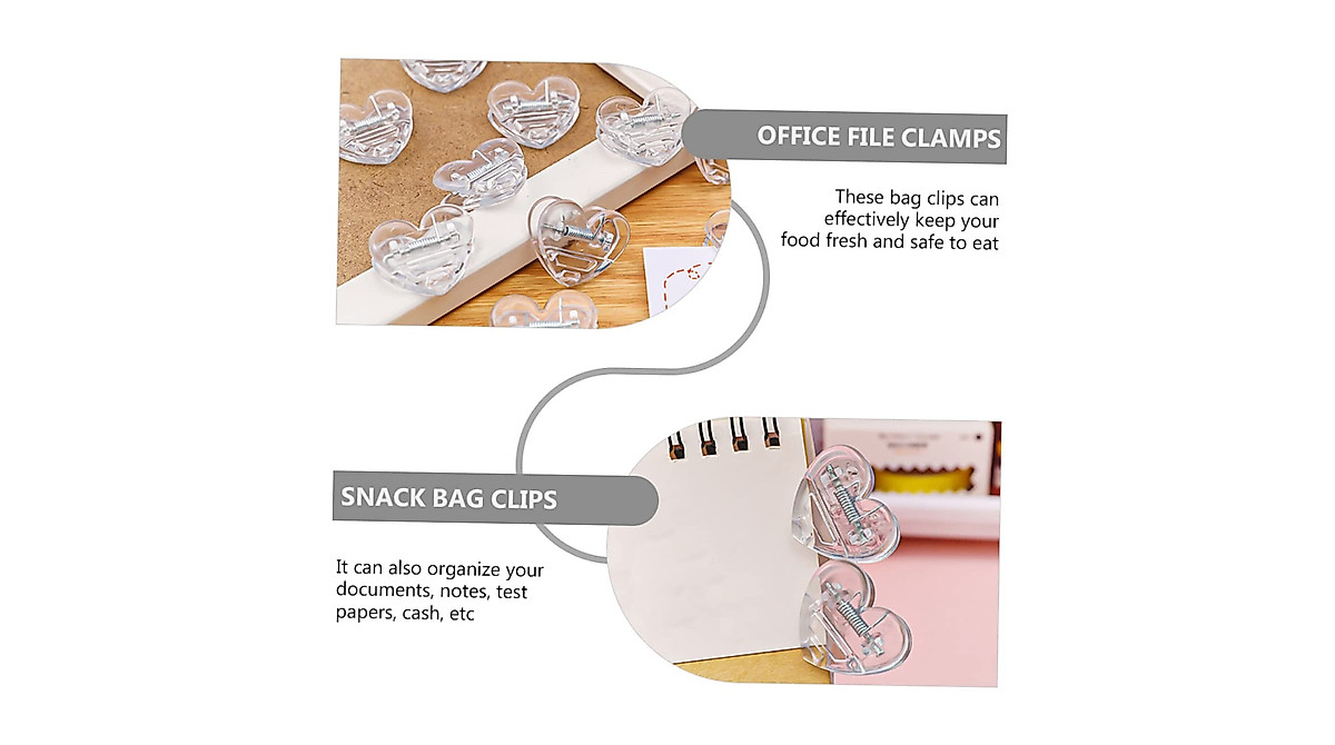 Ciieeo Heart Love Clips: Heavy Duty Bag & Paper Clamps