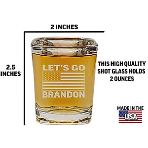 Square Funny Let's Go Brandon Shot Glass Gift For Republican or Conservative