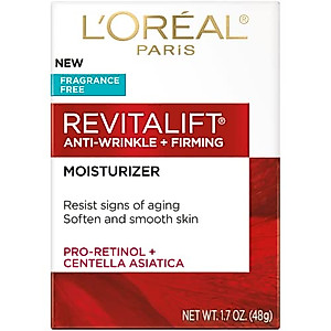 L’Oréal Paris Revitalift Anti Aging Face and Neck Cream, Smoothing and Firming Moisturizer for 24HR Hydration, Fragrance Free, 1.7 Oz