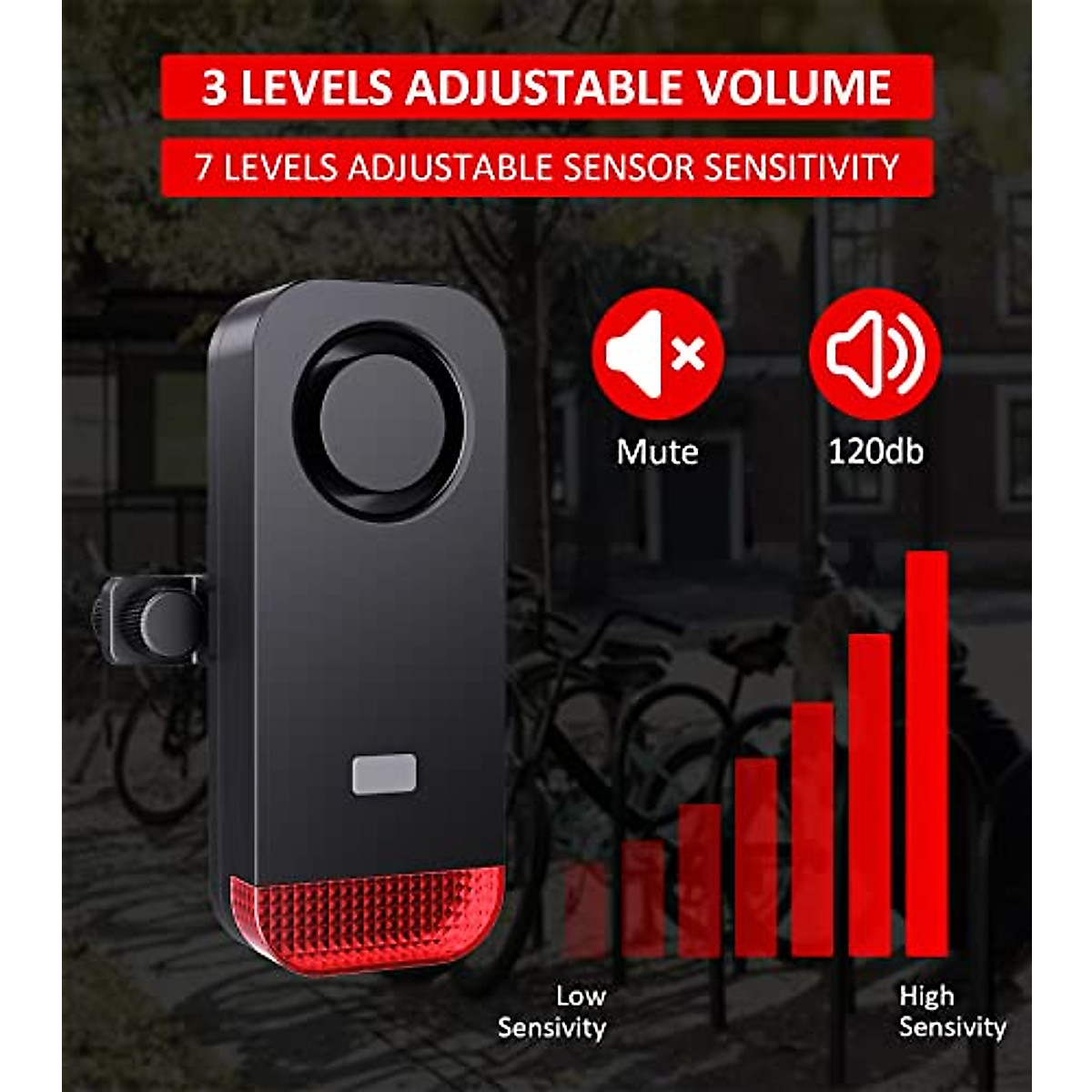 120db Anti Theft Alarm for Bike Motorcycle Ebikes Electric Scooter Bicycle: Car Motion Sensor Alarms with Control Remote Catalytic Converter Anti Theft Device Auto Security System Accessories