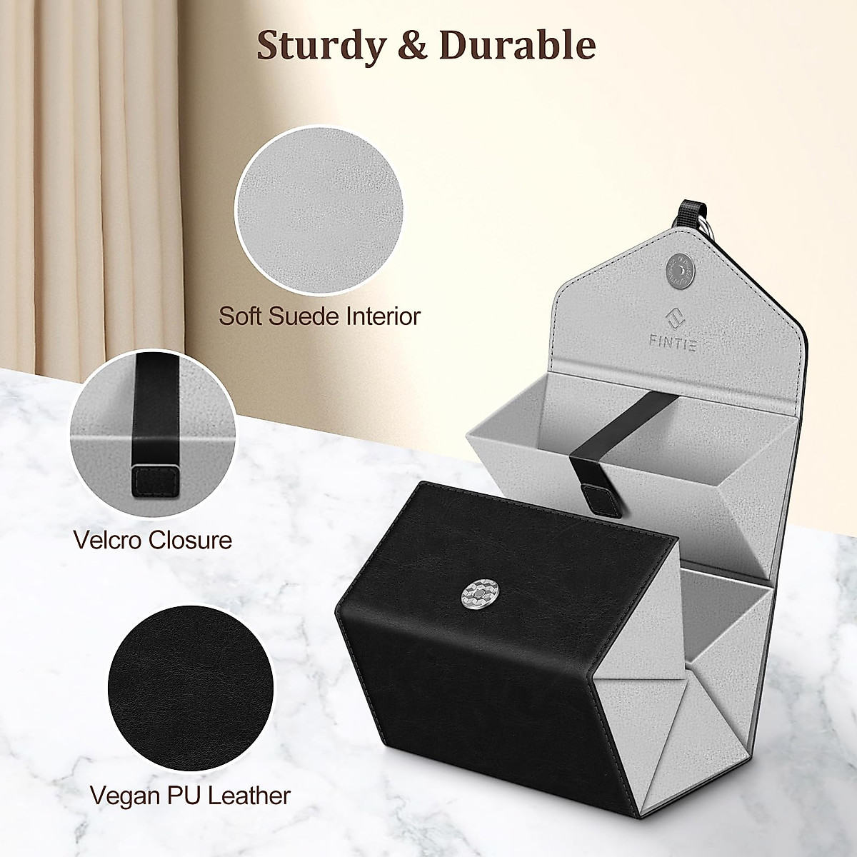 Fintie Sunglasses Organizer Travel Case, 5 Slot Foldable Eyeglasses Holder Box Eyewear Storage, Vintage Black