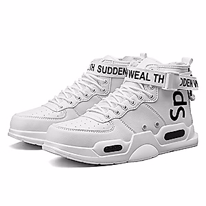 Ahico Mens Fashion Sneakers High Top Walking Shoes Sport Athletic Casual Shoe Vogue Stylish Men White