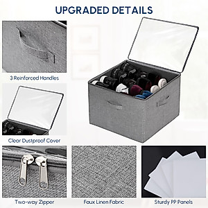 WELTRXE 2 Pack Shoe Organizer for Closet, Fits up to 32 Pairs, Small Space Shoe Storage Boxes Bins Containers w/Adjustable Dividers, Space Saving Shoes Holder W/Reinforced Handles, Gray