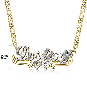 Jewenova Double Plated Name Necklace Two Tone Personalized Name Date Necklace Customized Gold Name Necklace Jewelry with Name jewelry for Women Lover Women