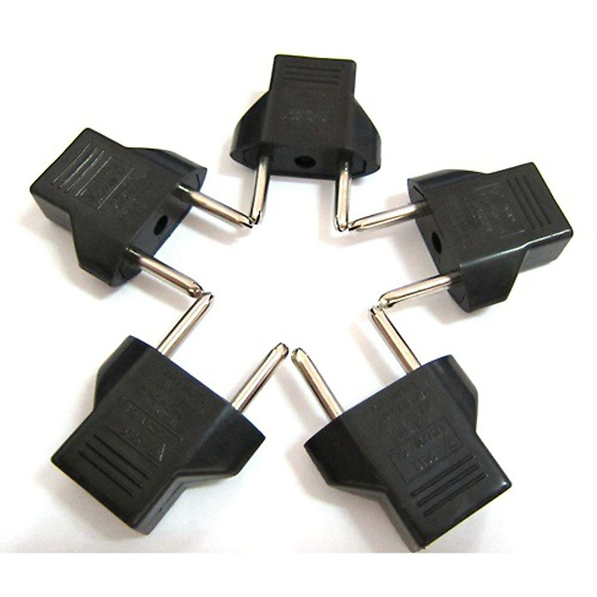 ANRANK U-E1020905AK US USA to EU Europe Travel AC Power Socket Plug Adapter Adaptor Converter (Black, 5-Pack)