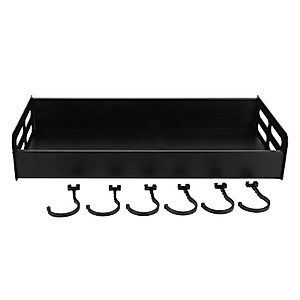 Hanging Pot Rack, Wall Mounted Pan Holder with 6 Hooks, Heavy Duty Dish Rack Cookware Organizer, Kitchen Storage Shelf for Utensils