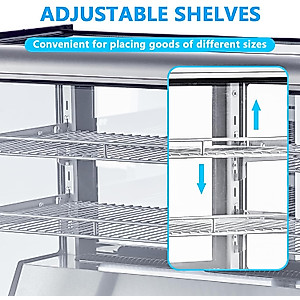 Refrigerated Display Cabinet, 6.5 Cu.Ft./183L Commercial Cake Display Refrigerator, 2-Story Countertop Pastry Display Cabinet, Single-Door Merchandiser With Universal Wheel, Interior Led Lighting