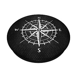 Black White Compass Rose Gift For Hiker And Camper PopSockets PopGrip: Swappable Grip for Phones & Tablets