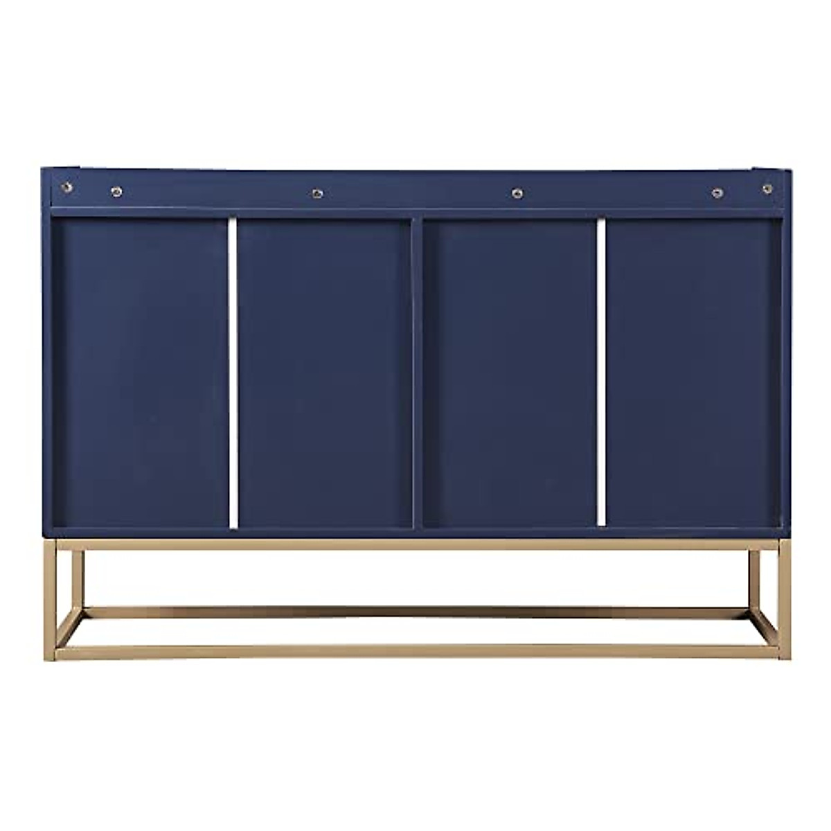 RuiSiSi Modern Sideboard Cabinet Wood Rebound Device Straight-Opening Doors Kitchen Sideboard Buffet Storage Cabinet Narrow Console Table for Entryway Metal Leg, Navy