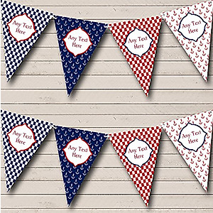 Red White Blue Nautical Sailing Sea Anchor Birthday Party Bunting Banner