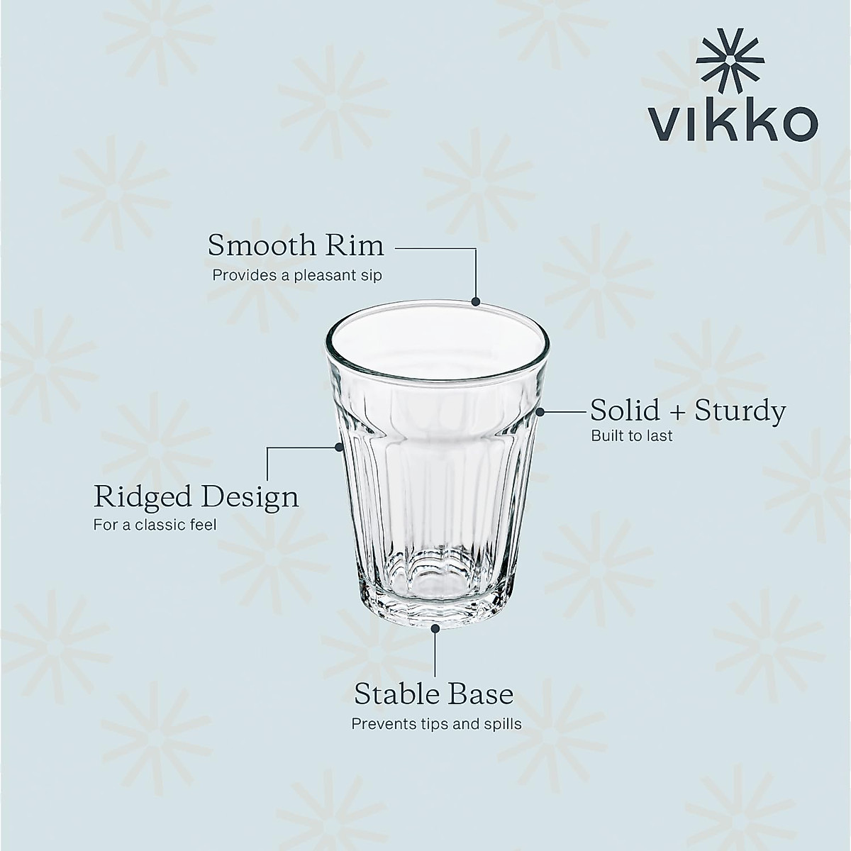 Vikko Small 3.75 Ounce Drinking Glasses, Thick and Durable Mini Glass, Great for Children, Tasting and Small Portions, Dishwasher Safe, Set of 6 Mini Clear Glass Tumblers 3.2” x 2.4”