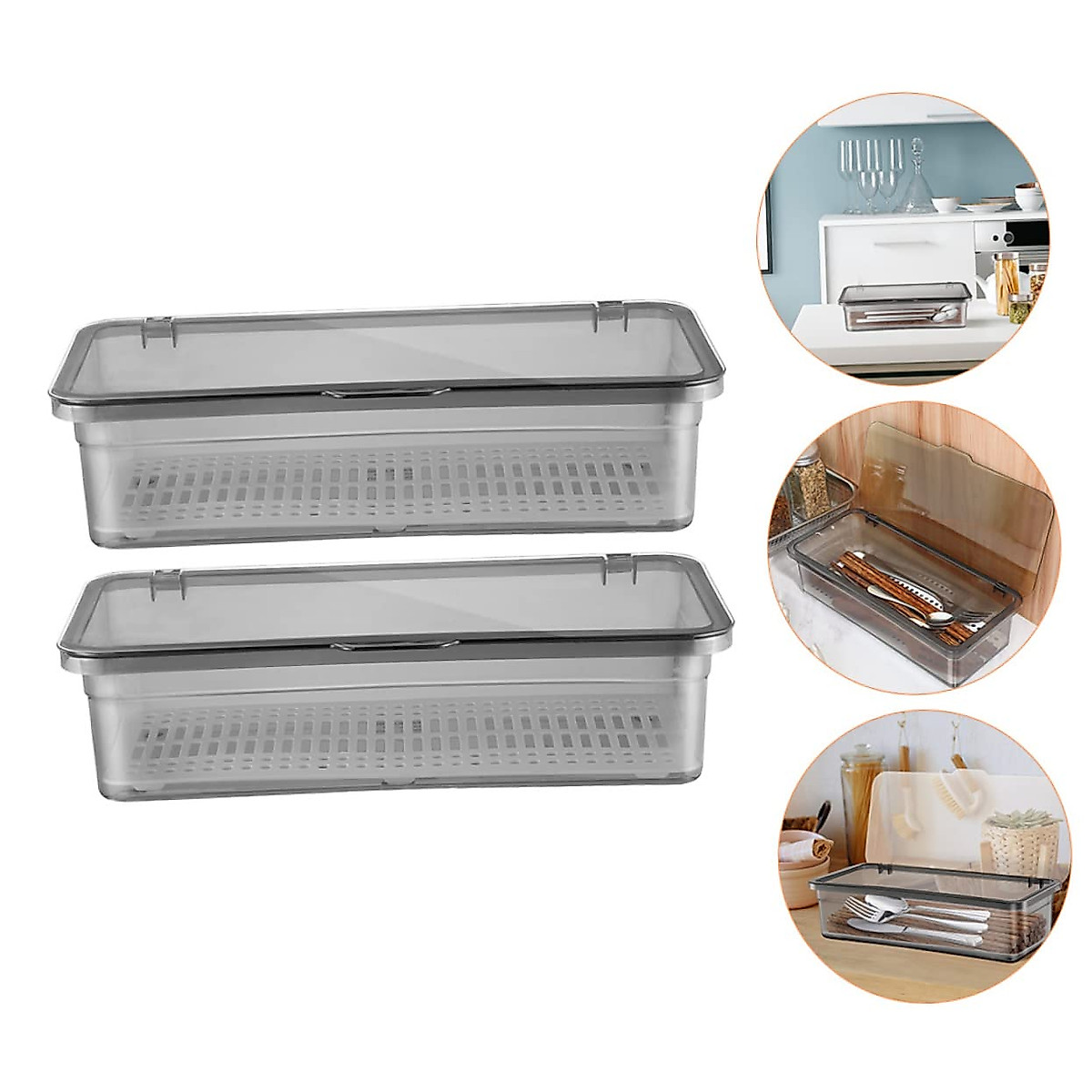 Luxshiny 2pcs Cutlery Storage Box Unique Cutlery Holder Plastic Utensil Case Delicate Cutlery Organizer Chopsticks Clear Mugs Water Filter Pitcher Utensil Holder Camping Plastic Cap Baby Pp