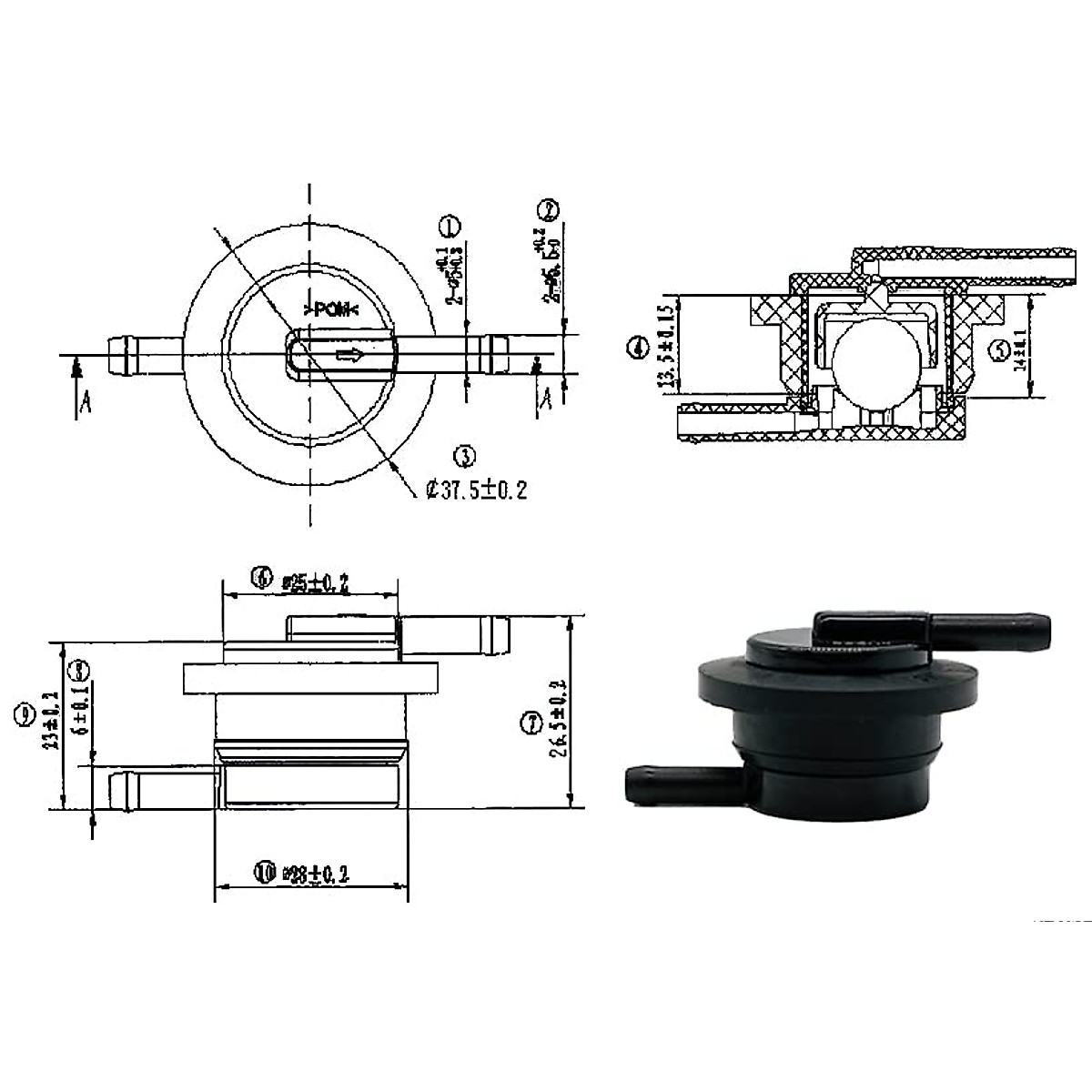 JMCHstore Gas Fuel Tank Vent Valve w/ Grommet for Predator 212 6.5hp 224 Max Engine, Roll Over Valve for Generac Gas Pressure Washer 212cc 420cc Predator Generator, Coleman Mini bike SK100 Go kart