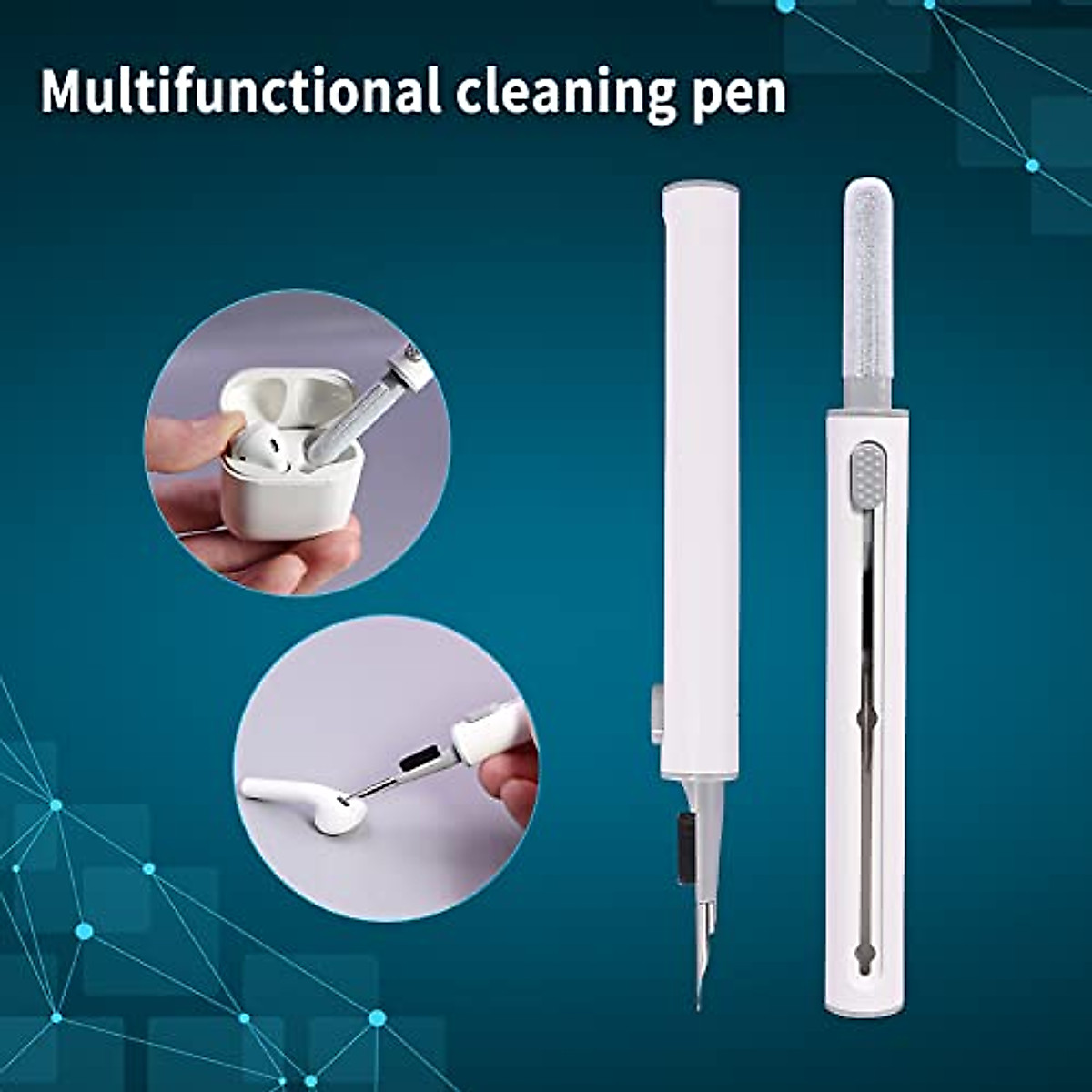 Cleaner Kit for Airpods Pro 1 2 3 Multi-Function Cleaning Pen, 3 in 1 Multifunctional Cleaning Pen for Wireless Earphone, Bluetooth Headphone, Earphone Case, Keyboard, Camera (White)