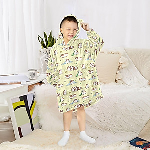 CEBUGI Cute Guinea Pig Wearable Blanket for Kids Blanket Hoodie with Kangaroo Pocket for Boys Girls age 3-14,M