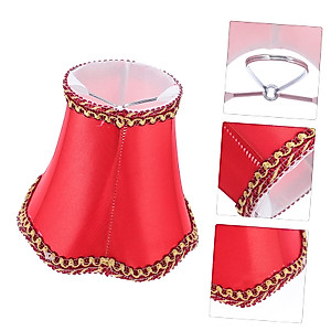 GARVALON 1pc Clip Bulb Lampshade White Chandelier Red Light Bulbs Lamp Shades for Table Lamps Floor Light Lampshades Gold Lamp Shades Small Lamp Shades Clip on Bulb Light Accessory Red Hood