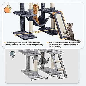 Yaheetech Cat Tree Cat Tower, 63 Inches Multi-Level Cat Tree for Indoor Cats, Tall Cat Tree with Sisal-Covered Scratching Posts & Condo, Cat Furniture Activity Center for Cats Kitten