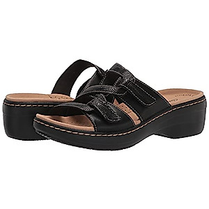 Clarks womens Merliah Karli Sandal, Black Leather, 9 US