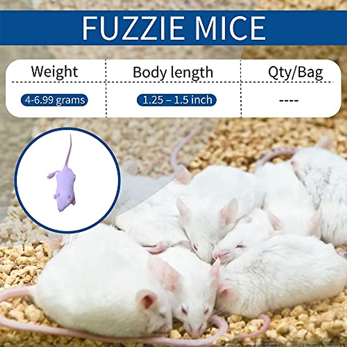 MiceDirect Frozen Fuzzie Feeder Mice Food for Juvenile Hognose, Corn & Milk Snakes (15 Count)