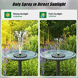 Yzert Solar Fountain Full Glass Black Panel No Battery, 3.5W Bird Bath Fountains Solar Power with 4 Fixed Rods & 7 Nozzles, Solar Fountain Pump for Bird Bath, Pool, Garden, Outdoor, Pond