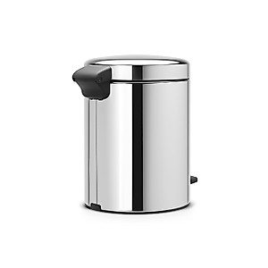 Brabantia New Icon Step Trash Can (1.3 Gal/Brilliant Steel) Soft Closing Kitchen Garbage/Recycling Can with Removable Bucket