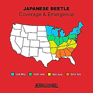 Catchmaster Japanese Beetle Traps Outdoor 6PK, Flying Insect Trap Bag with Dual Pheromone Food Lure, Hanging Bug Catcher for Backyard & Garden, Pest Control for Plants, Trees, Vegetables & Flowers