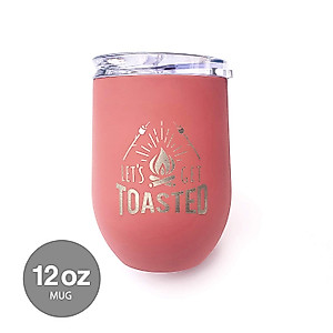 Campfire Metal Wine Tumbler / 12 oz. Let’s Get Toasted Camping Glass/Funny Portable Camping Gift