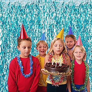 2 Pack Wavy Blue Foil Fringe Curtain Blue Backdrop Tinsel Streamers Ocean Themed Birthday Party Deco Beach/Under The Sea/Pool Party Decoration Graduation Baby Shower Bachelorette Winter Party Supplies